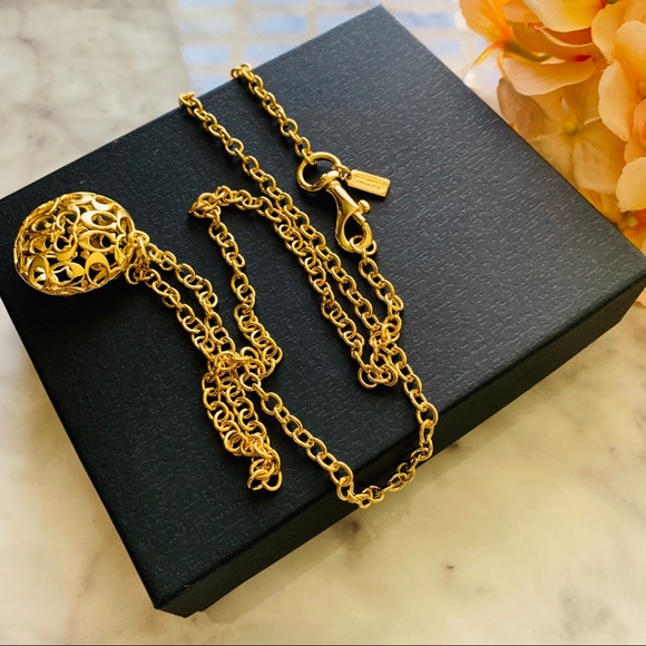 Coach | Jewelry | Coach Gold Chain Necklace With Round Pendant | Poshmark